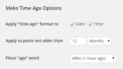 Time Ago WordPress Plugin - Meks