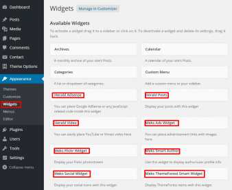 Widgets - Herald WordPress Theme Documentation - Meks