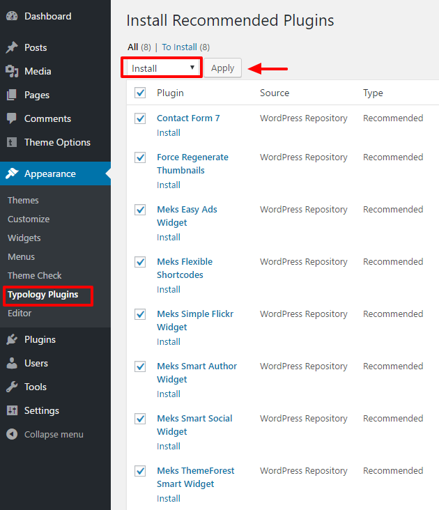 Recommended plugins - Typology WordPress Theme Documentation | Meks