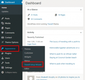 Demo Content Import Setup Wizard Trawell Wordpress Theme